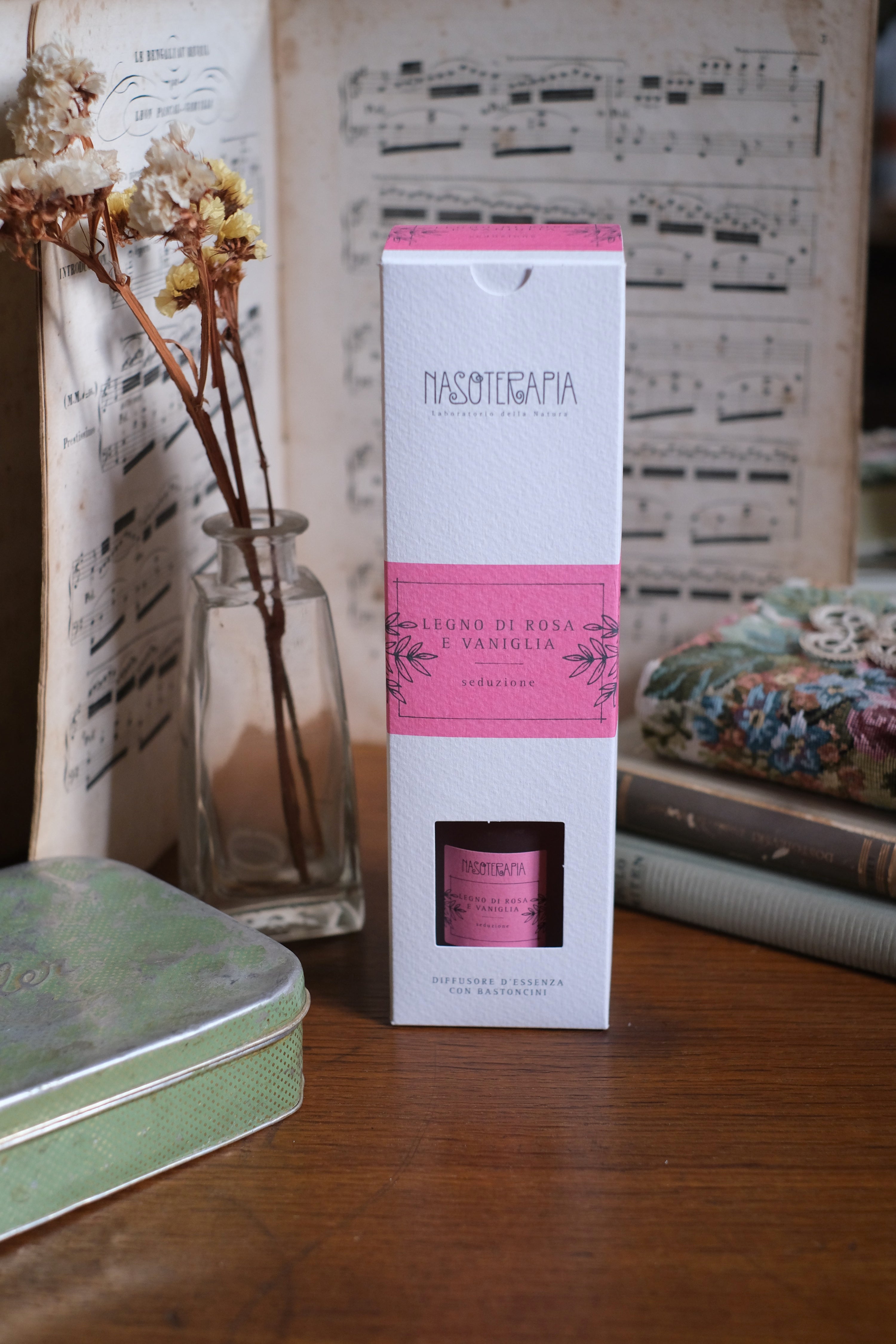 Diffusore bacchette Legno di Rosa e Vaniglia – Melissa Erboristeria